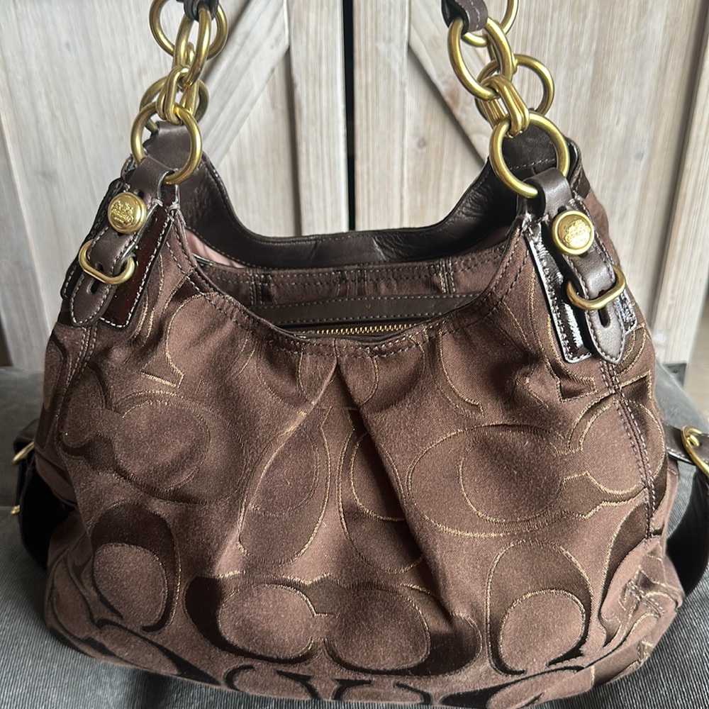 Coach Maggie Mia Optic Brown Signature Bag - Gem